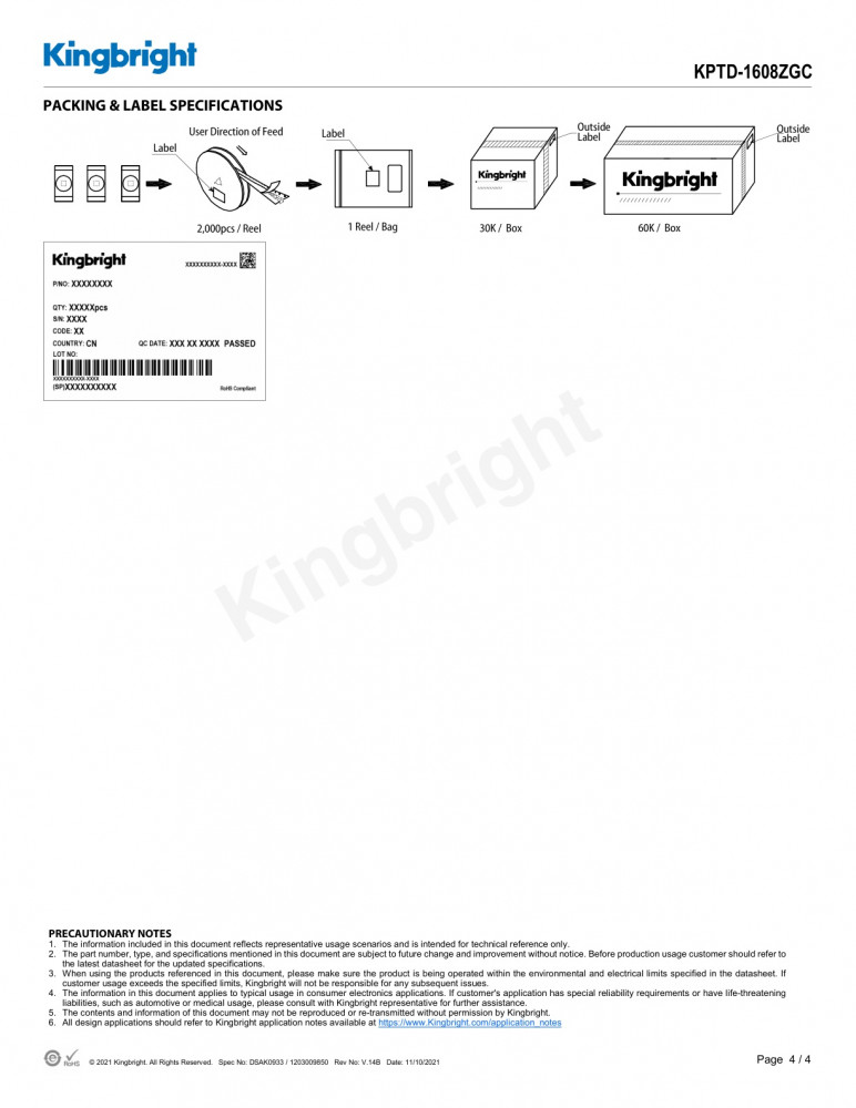 KPTD-1608ZGC datasheet page 4