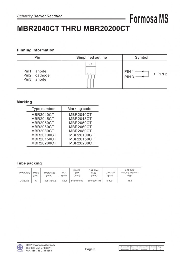 MBR20100CT datasheet page 3