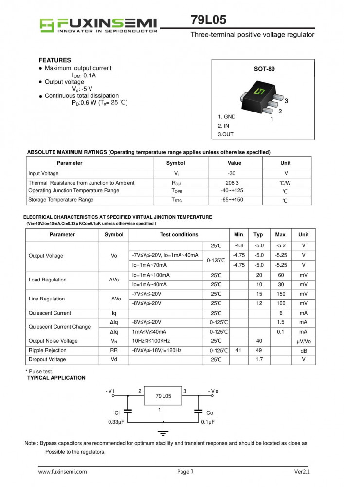 79L05 datasheet page 1