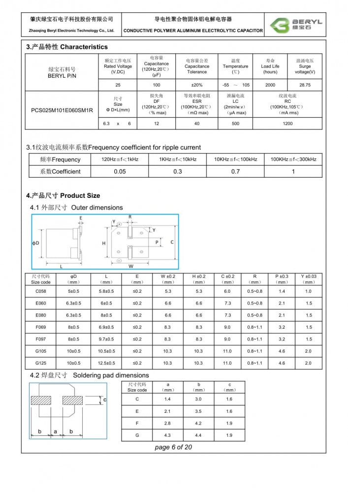 PCS025M101E060SM1R approval sheet page 6