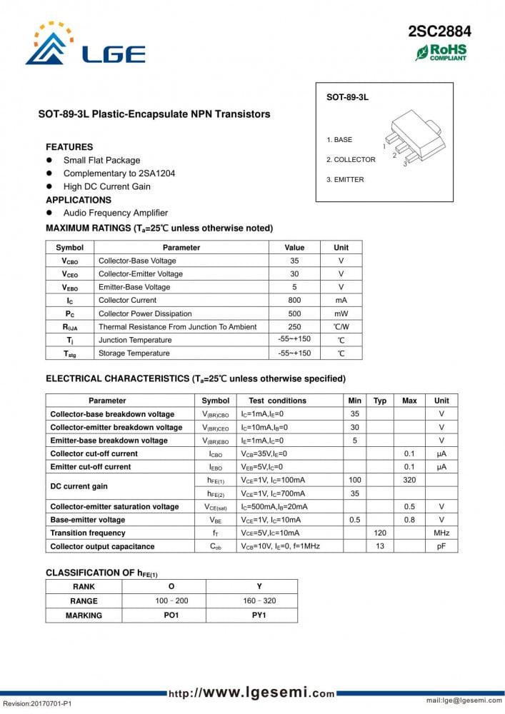 2SC2884 PY1 datasheet page 1