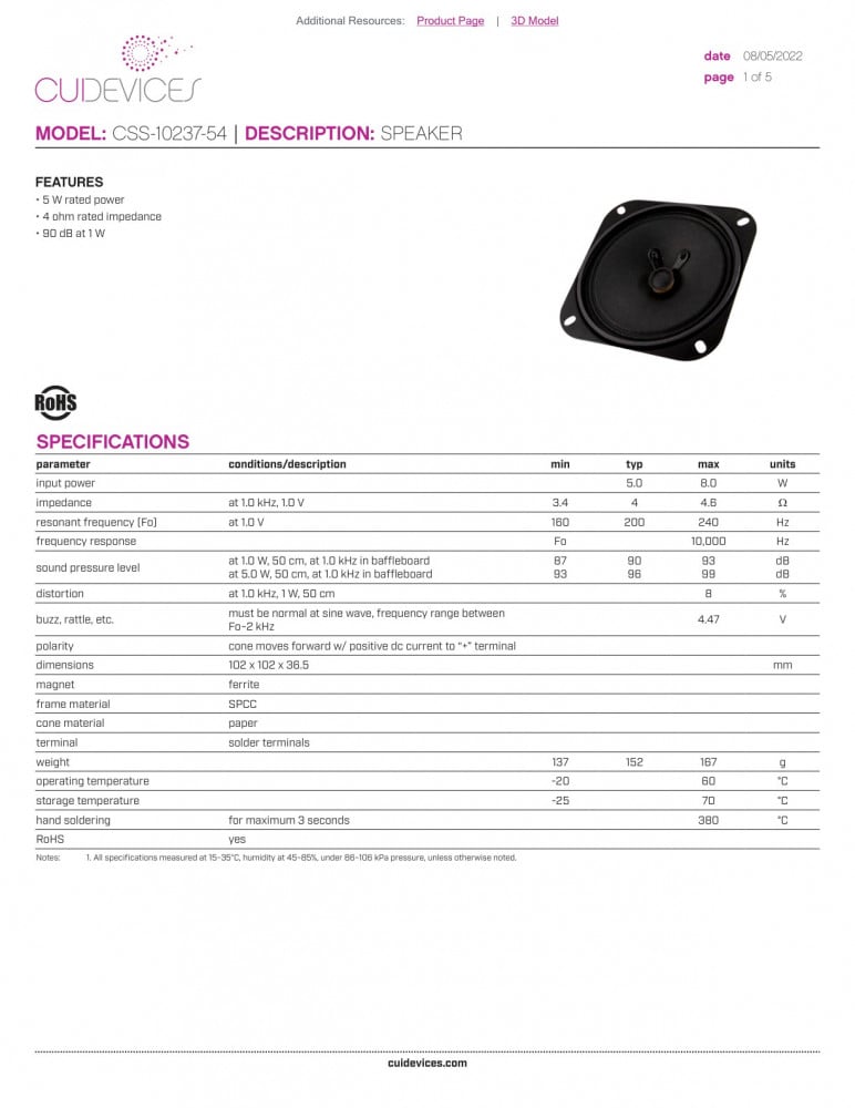 CSS-10237-54 datasheet page 1