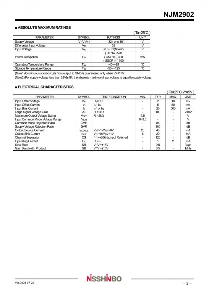 NJM2902 datasheet page 2