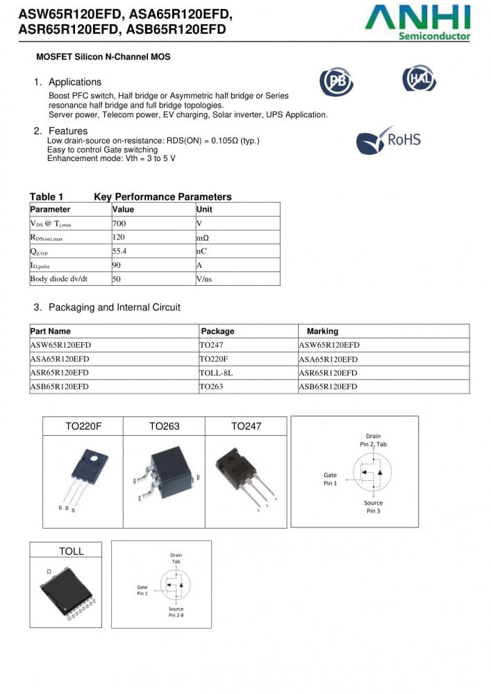 ASB65R120EFD datasheet page 1