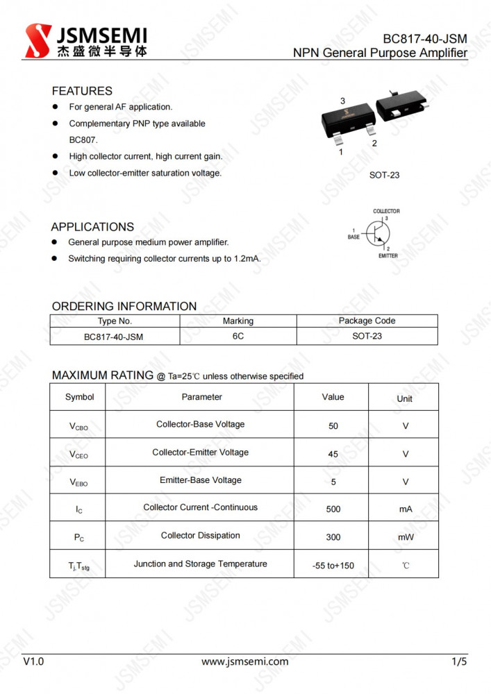BC817-40-JSM datasheet page 1