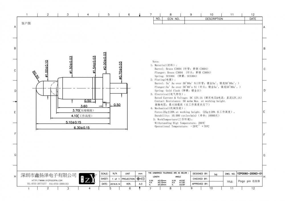 YZP0060-20063-01 specification sheet page 3