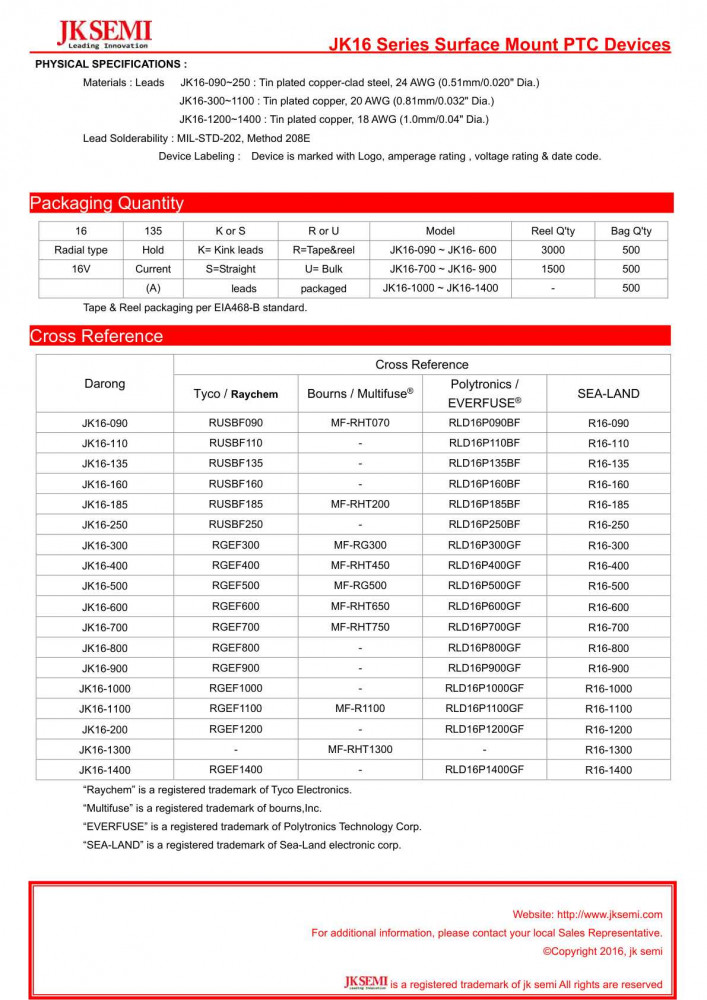 JK16 series datasheet page 4