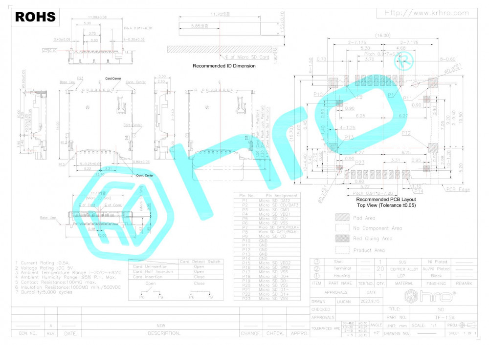 Korean Hroparts Elec TF-15A technical drawing