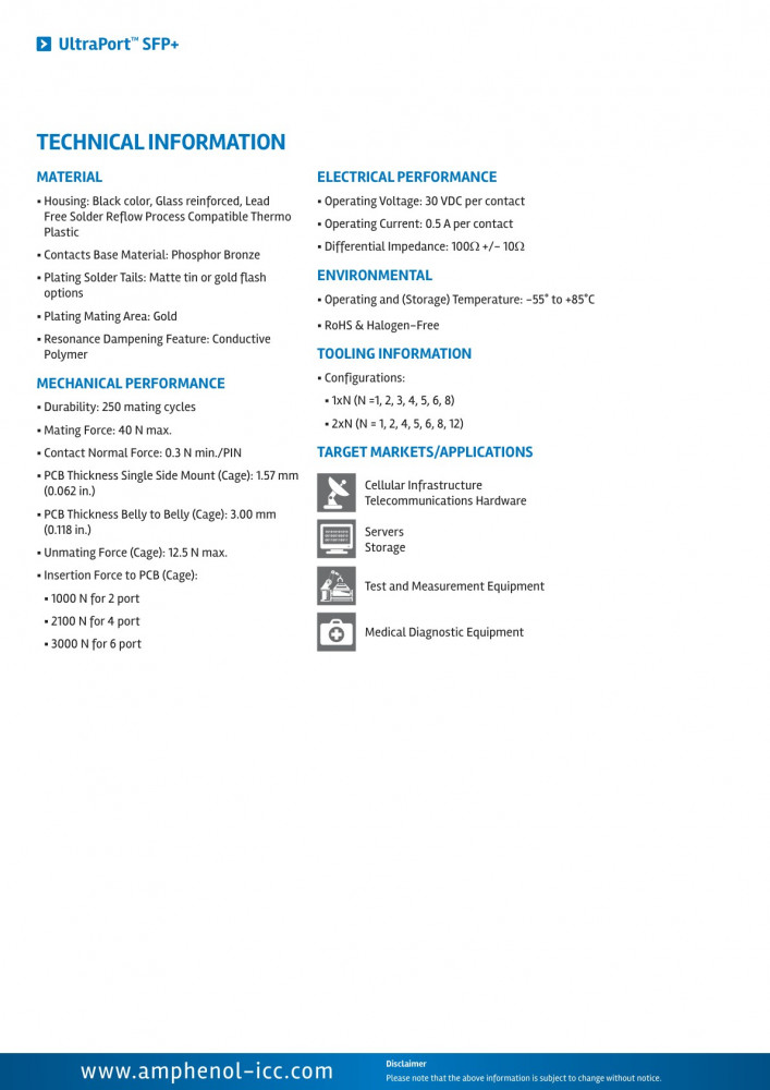 Amphenol UltraPort SFP+ technical document page 2