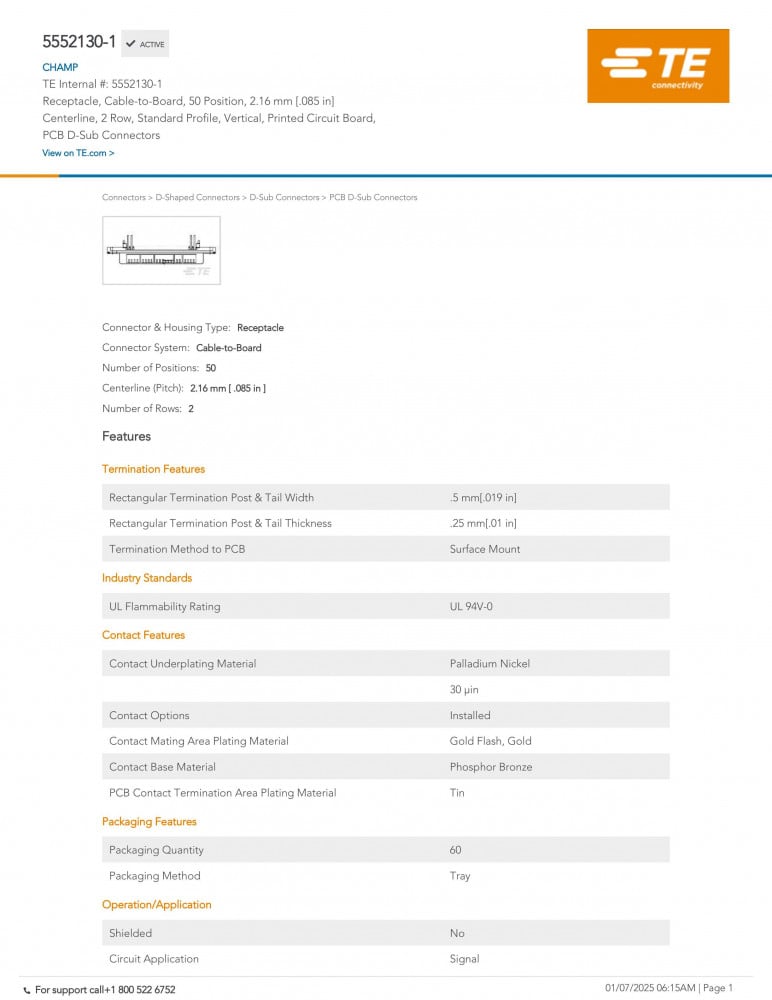 TE Connectivity 5552130-1 technical document page 1