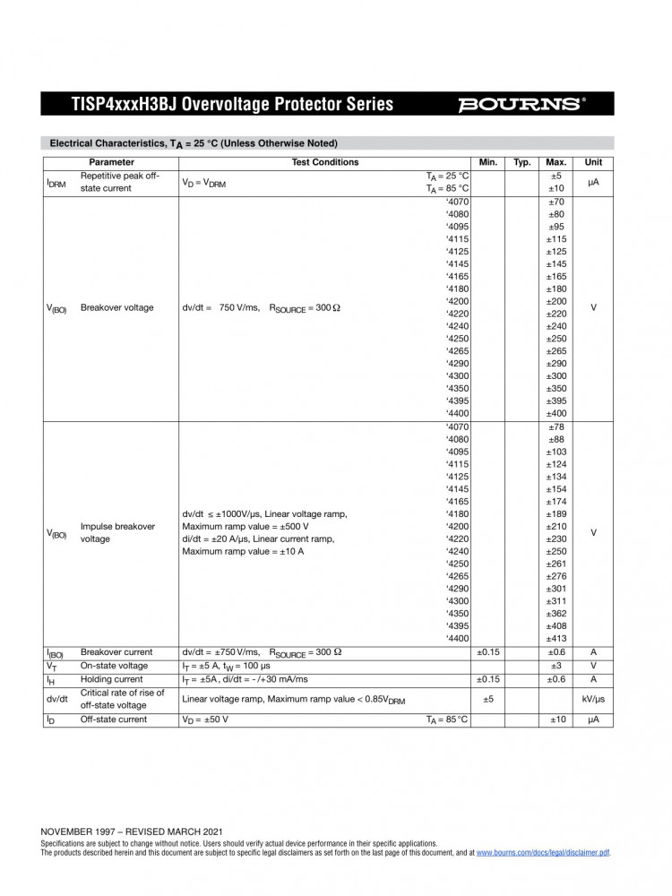 Bourns TISP4xxxH3BJ datasheet page 4