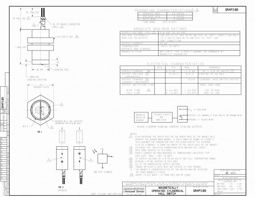 Honeywell SR4P3-B9 technical document preview