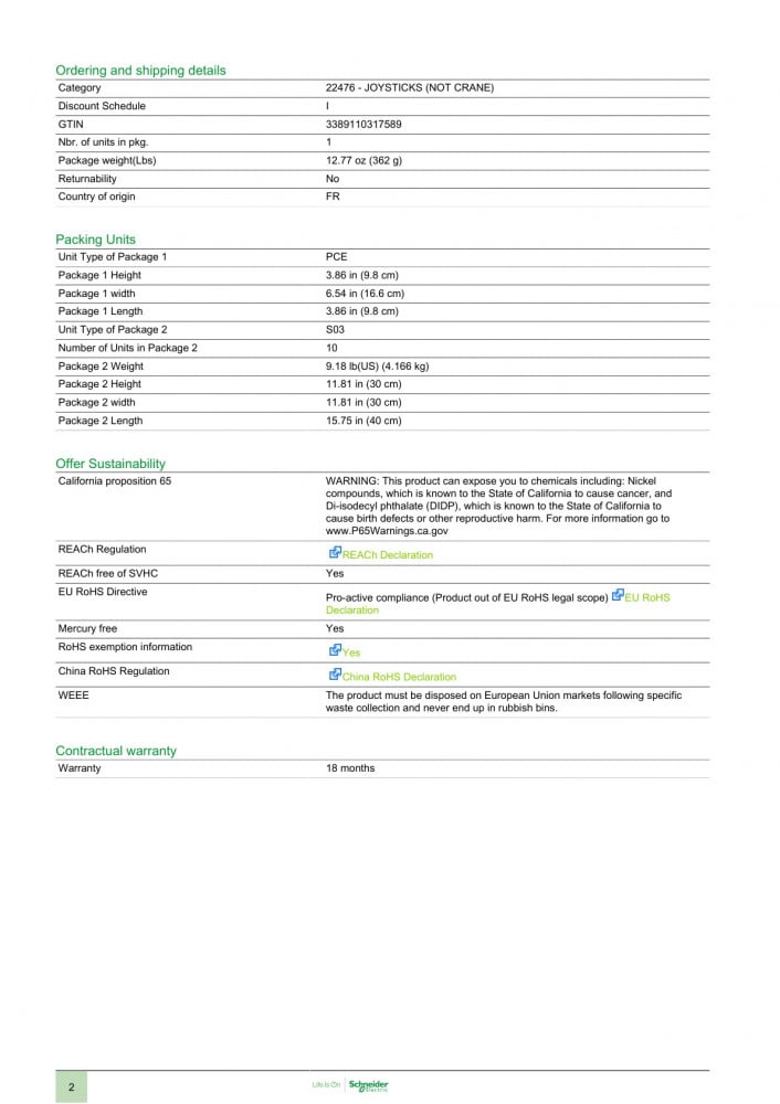 XD2CL1111 technical document page 2