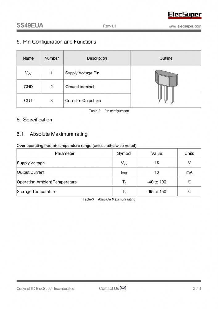 SS49EUA technical document page 2
