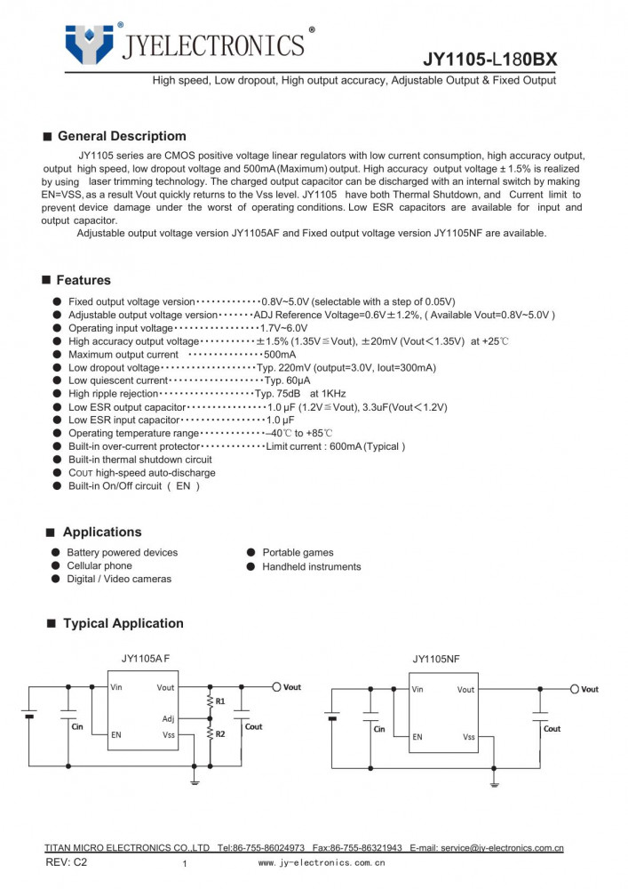 JY1105 datasheet page 1