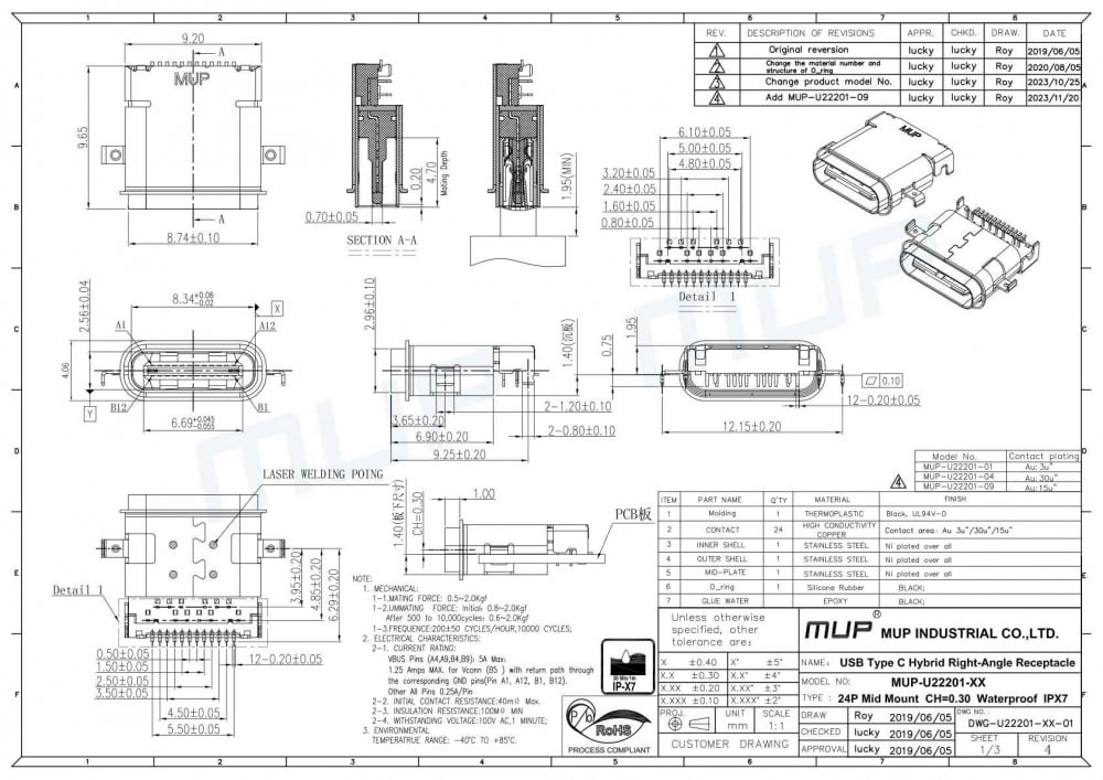 MUP U22201 drawing page 1