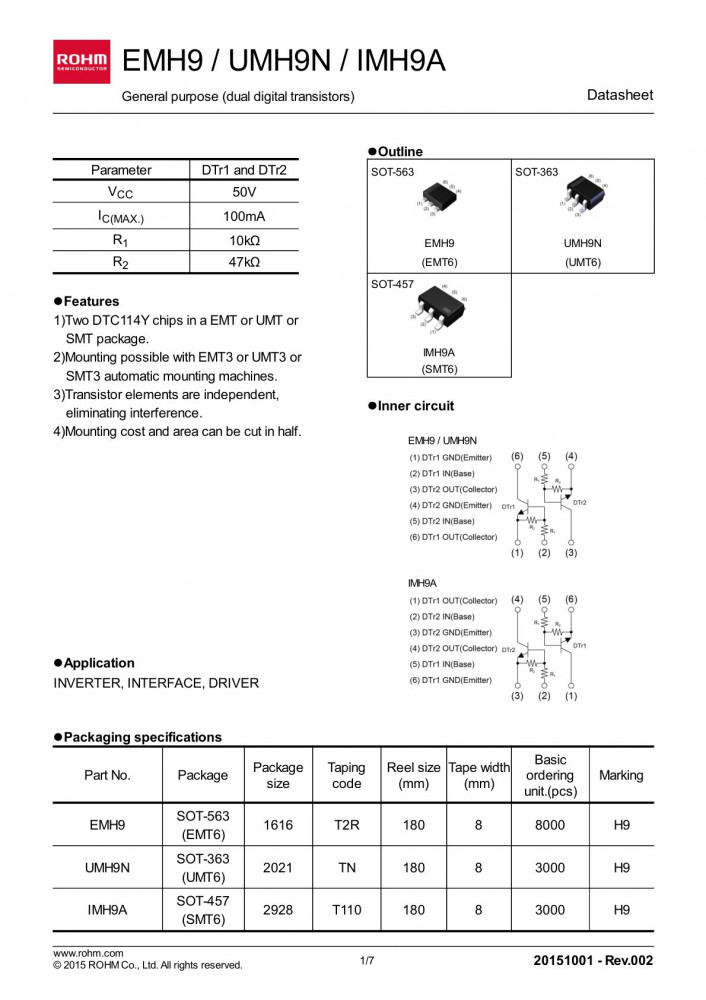 UMH9N datasheet page 1