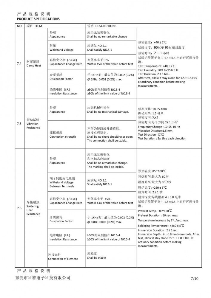 KYET MPP105J2S1003 specification page 7