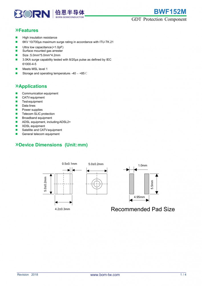 BWF152M datasheet page 1