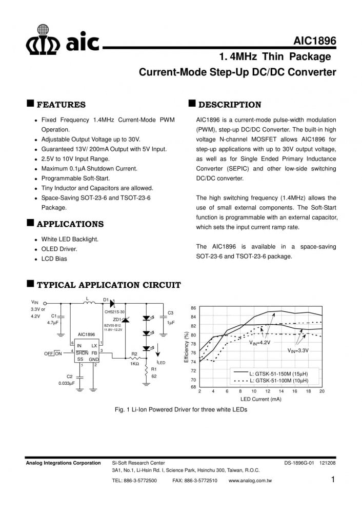 AIC1896 datasheet page 1