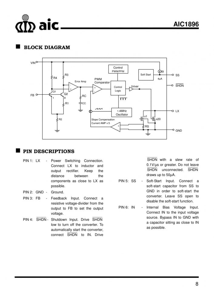 AIC1896 datasheet page 8