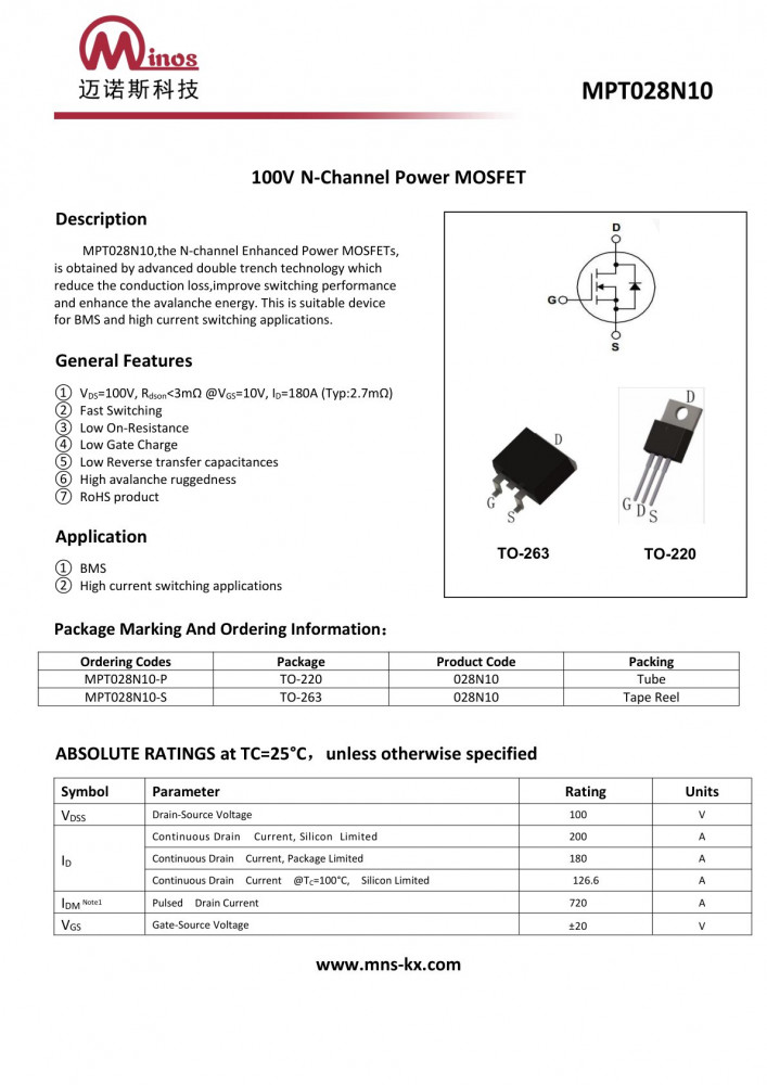 MPT028N10 datasheet page 1