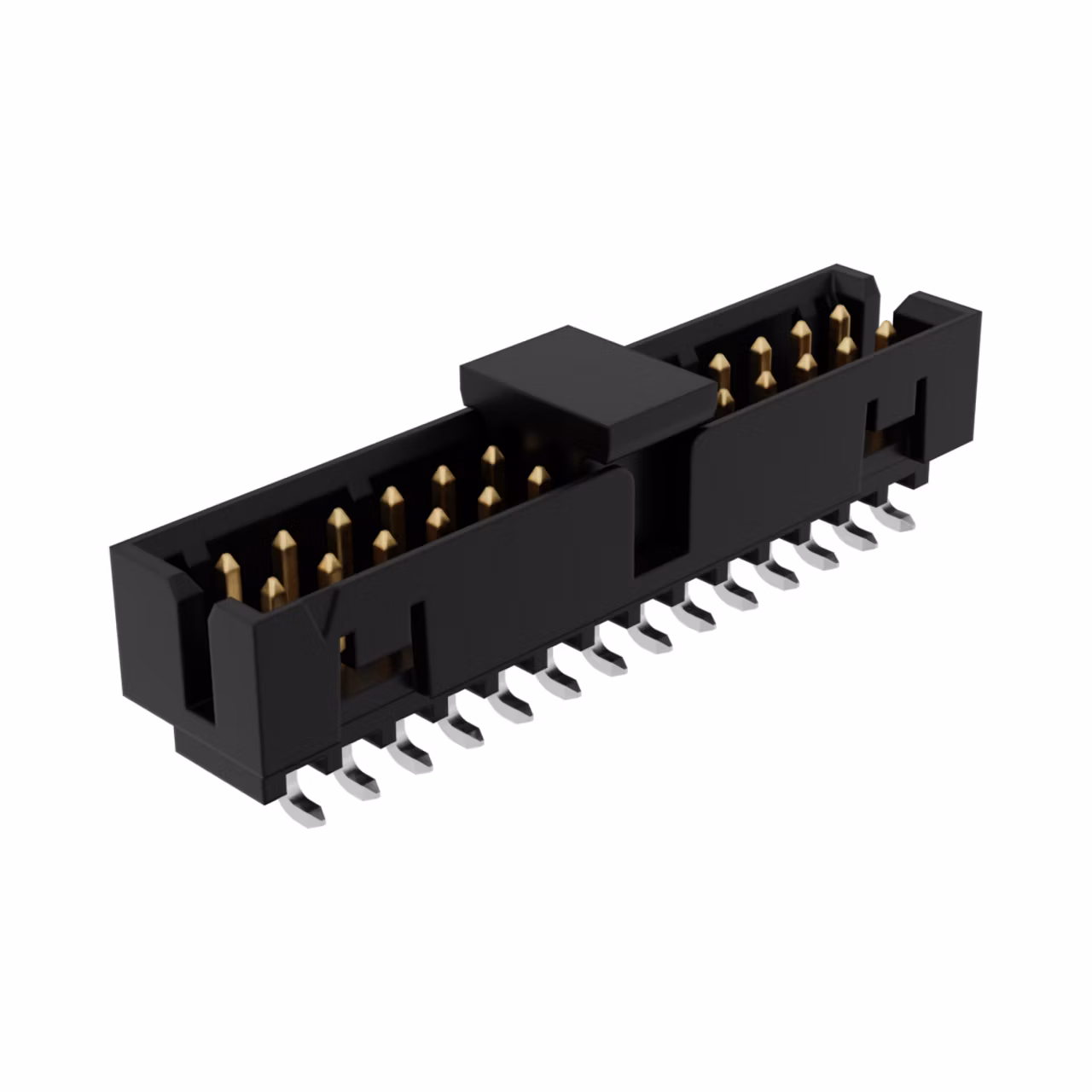 2.00mm Pitch, Milli-Grid PCB Header, Dual Row, Vertical, Surface Mount, Shrouded, 10 Circuits, 0.76µm Gold (Au) Plating, Dual Side Slots, Center Friction Lock, with Cap, Tape and Reel