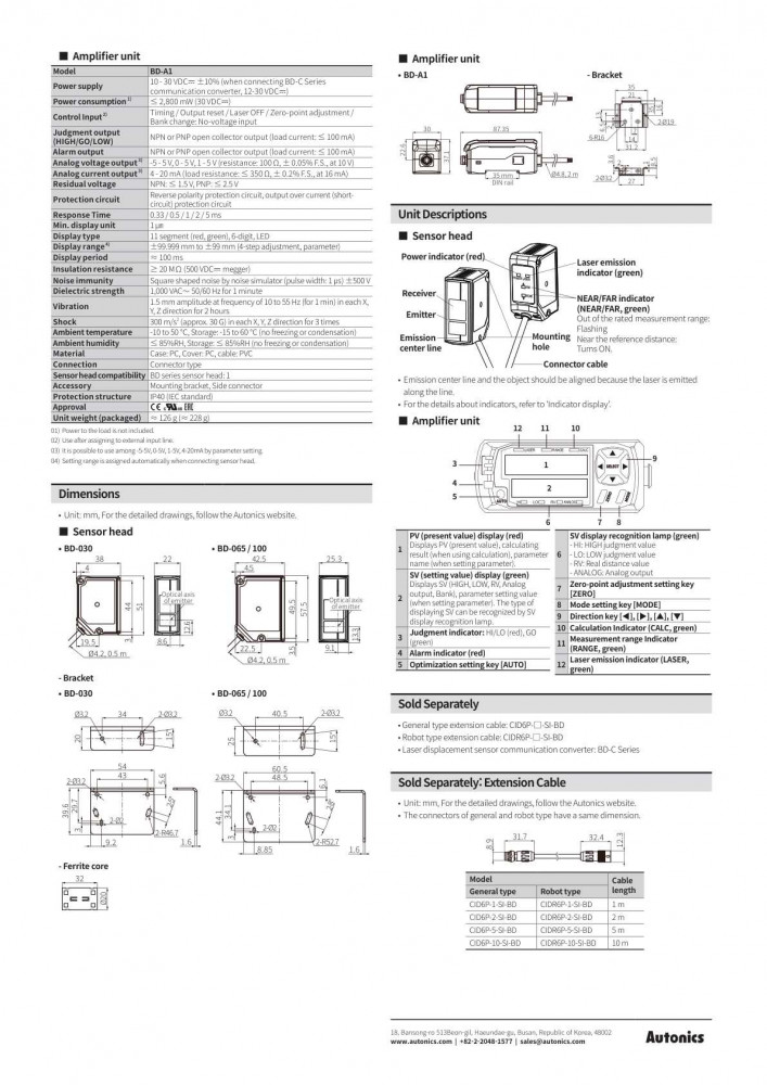 BD Series laser displacement sensor technical document, page 2