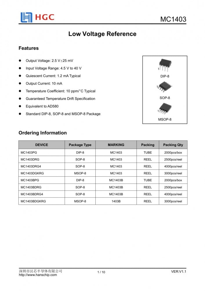MC1403BDRG datasheet page 1