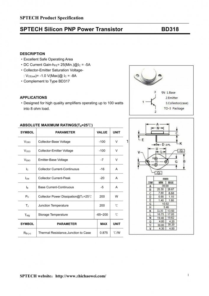 BD318 datasheet page 1