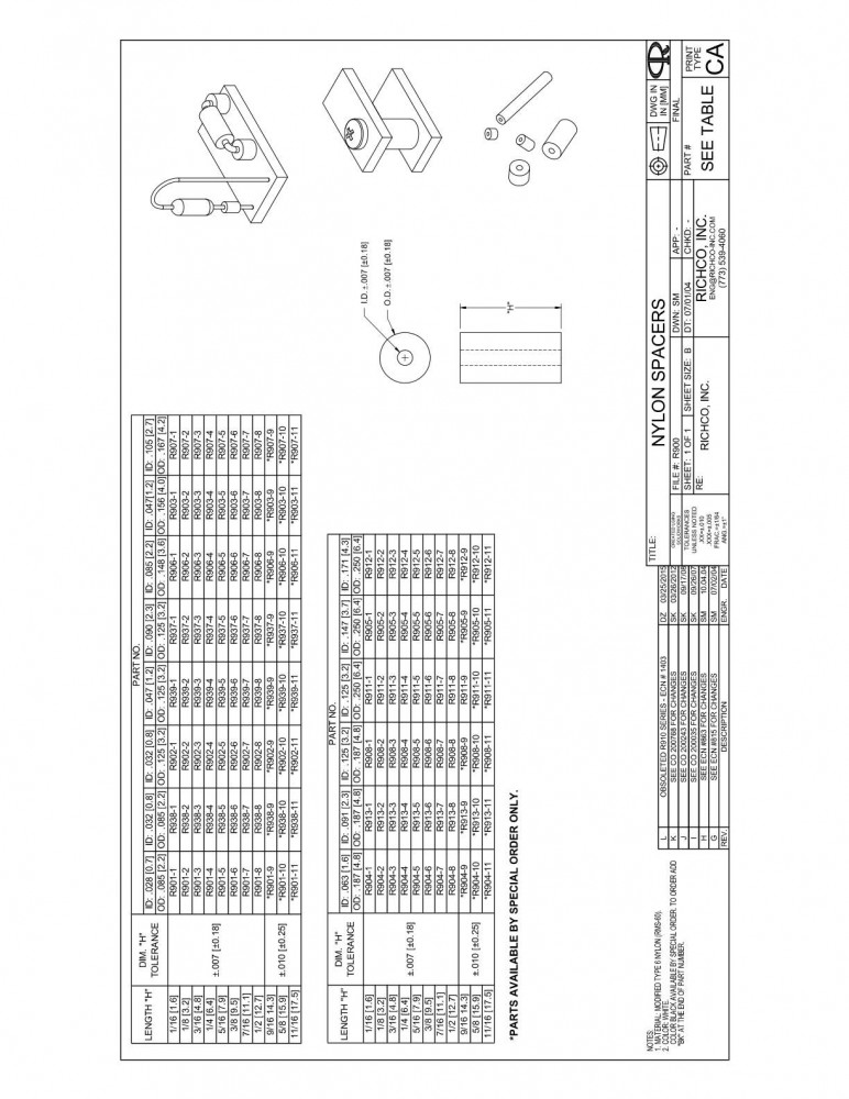 Essentra R900 nylon spacer drawing page 1