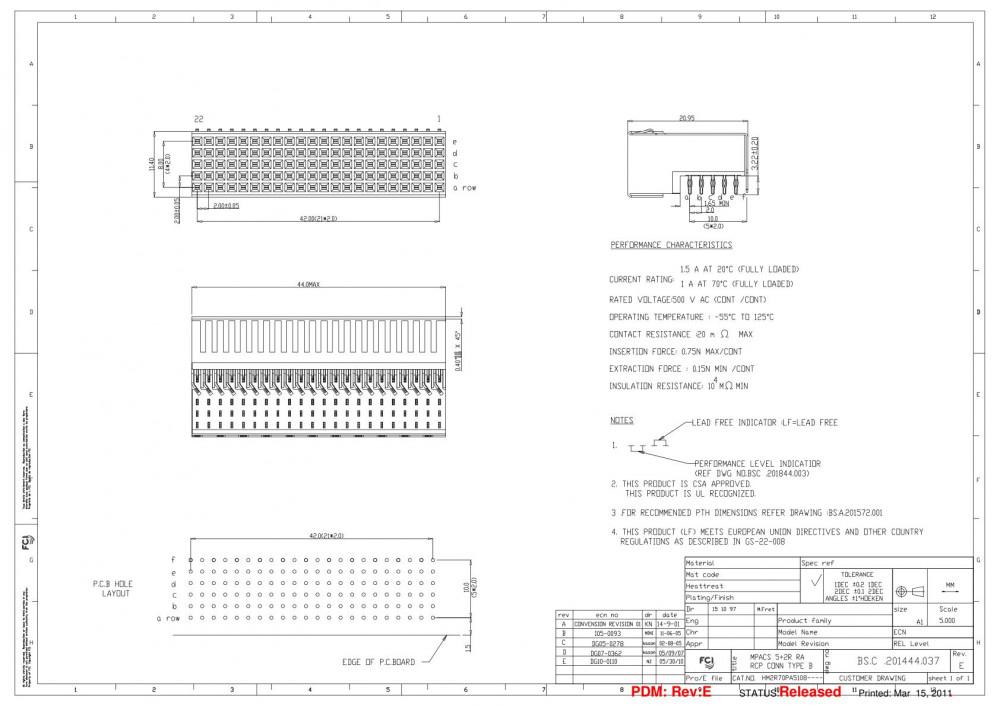 Amphenol HM2R70PA5108N9LF technical drawing page