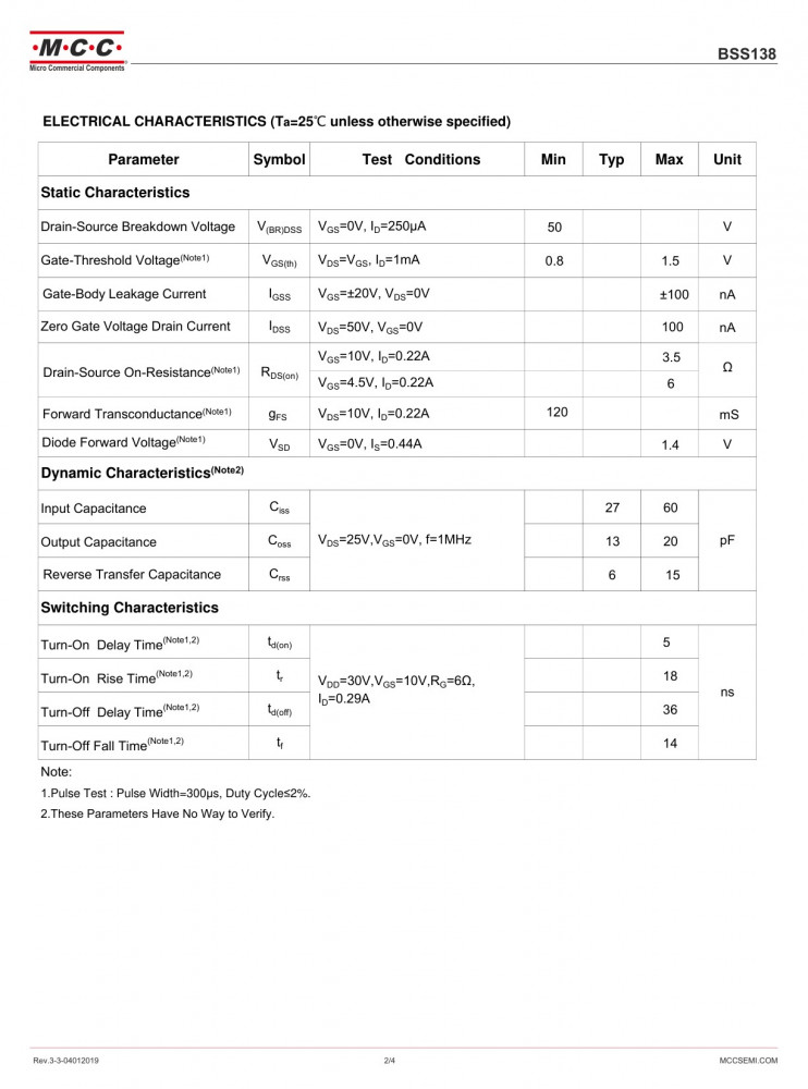 BSS138-TP datasheet page 2