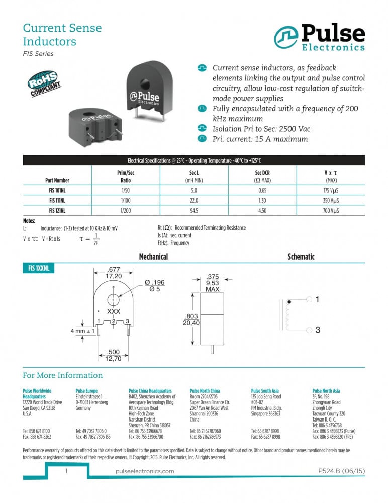 PULSE FIS111NL technical document page 1