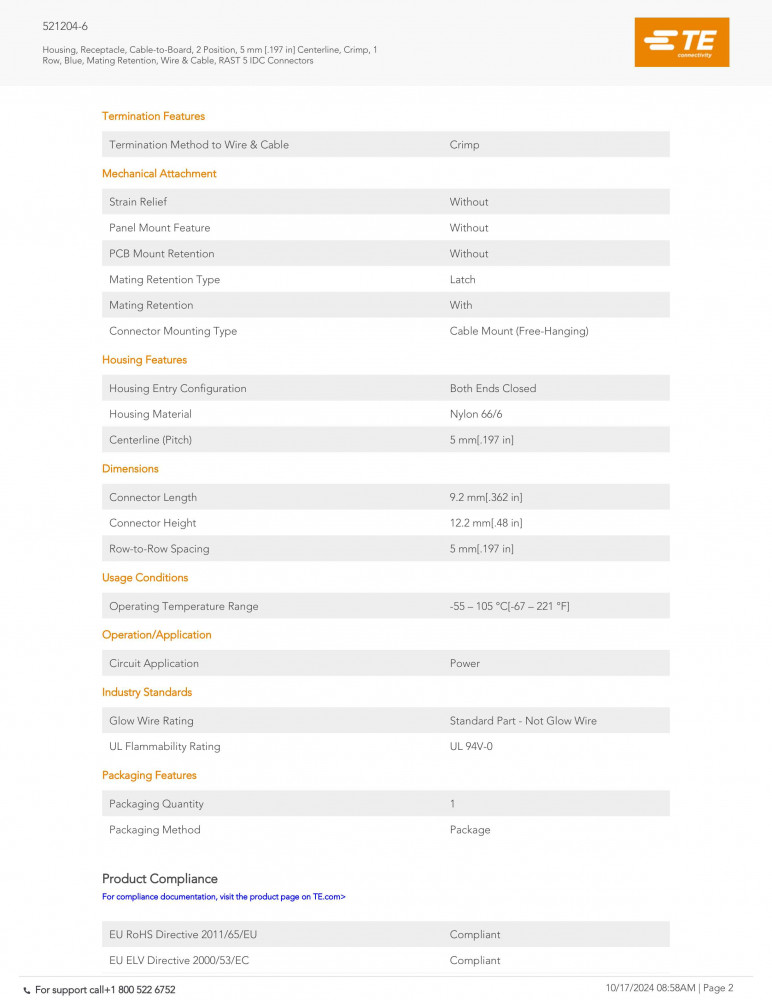 TE Connectivity 521204-6 technical document page 2