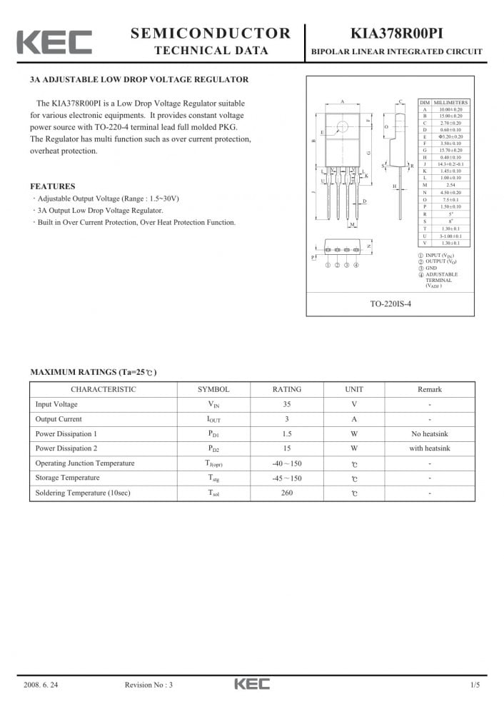 KIA378R00PI-U/P datasheet page 1