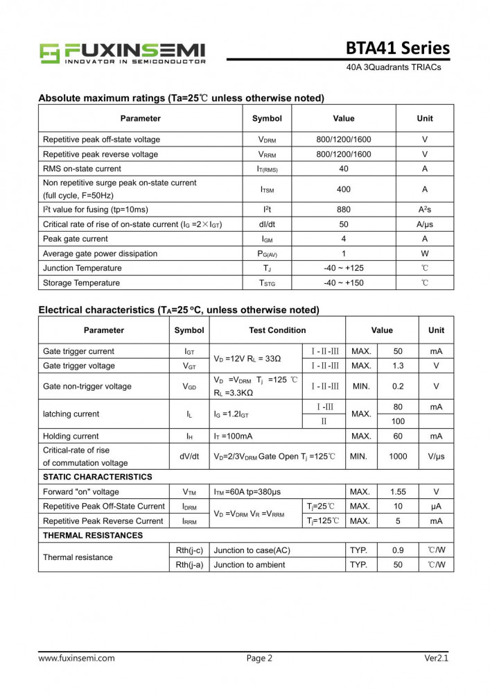 BTA41-800BW datasheet page 2