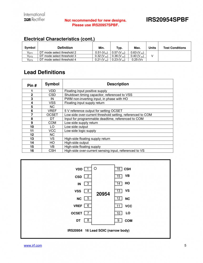 IRS20954STRPBF datasheet page 5