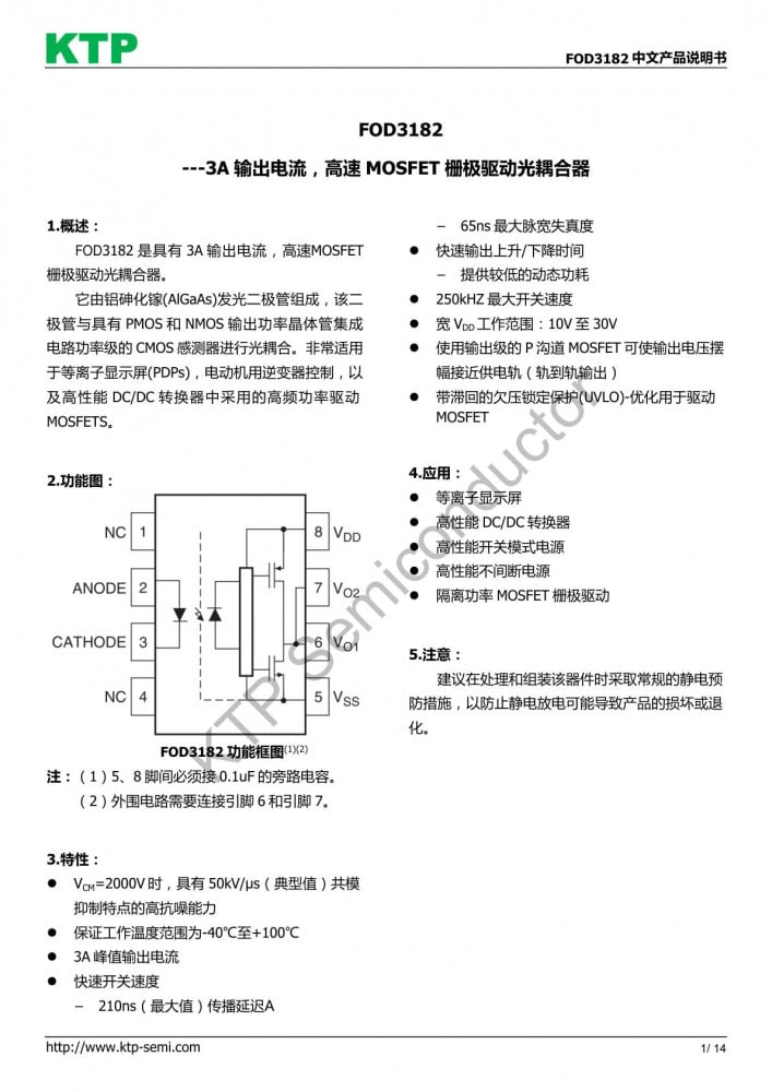 FOD3182-C5L0 datasheet page 1