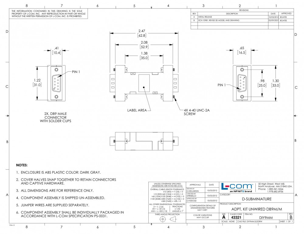 L-com DIY9MM technical drawing preview