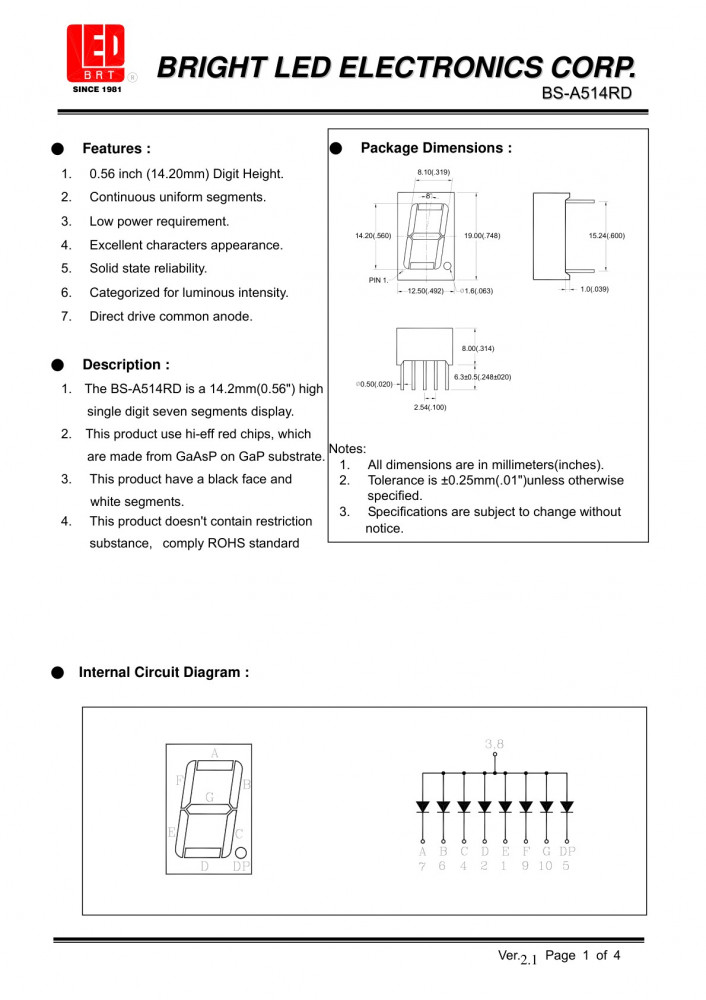 BS-A514RD datasheet page 1