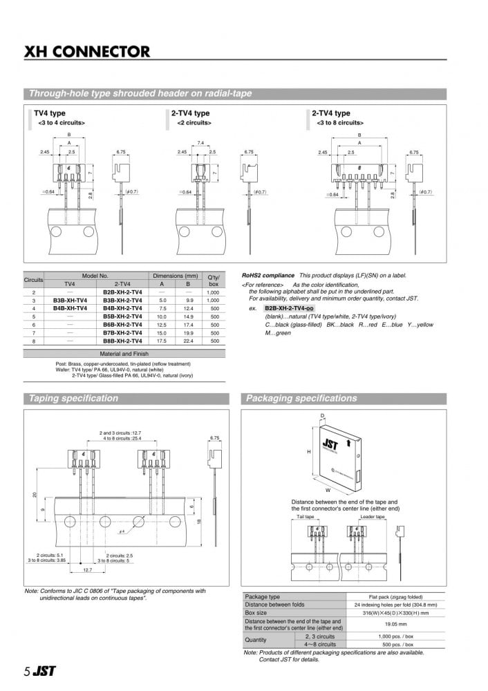 JST XH connector specification page 5