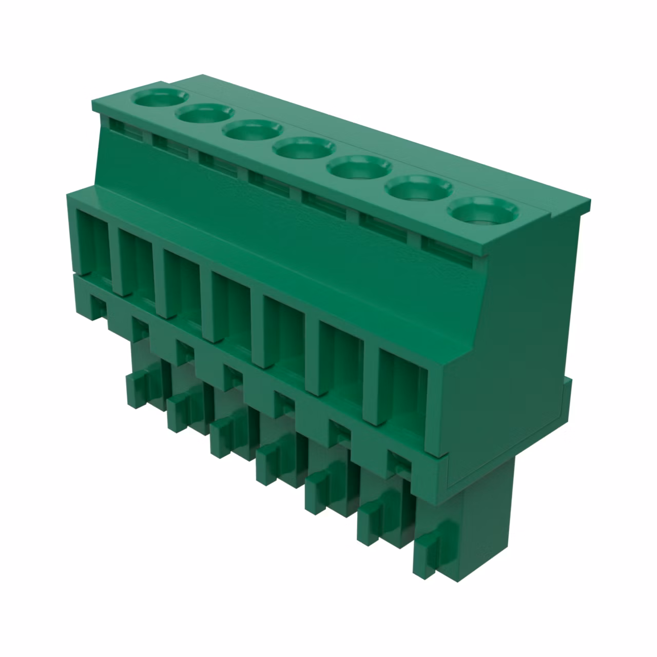 3.81mm Pitch Eurostyle Vertical Plug, with Reverse Imprinting, Front Wire Entry, Green Housing, 7 Circuits for sale