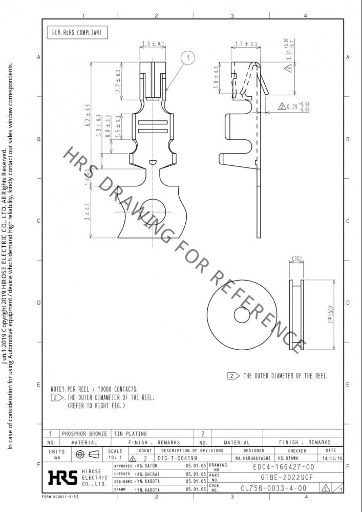 HRS GT8E-2022SCF technical drawing