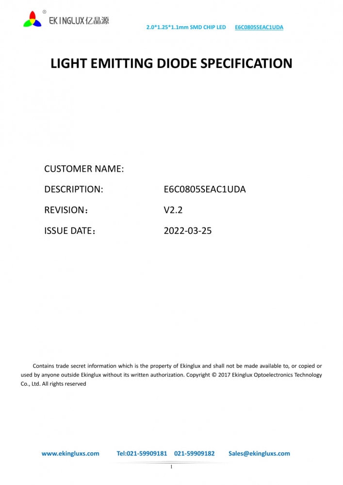 E6C0805SEAC1UDA datasheet page 1