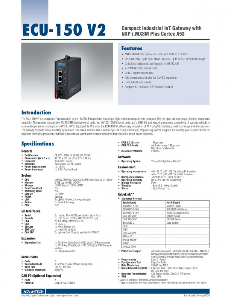 ECU-150 V2 technical document page 1