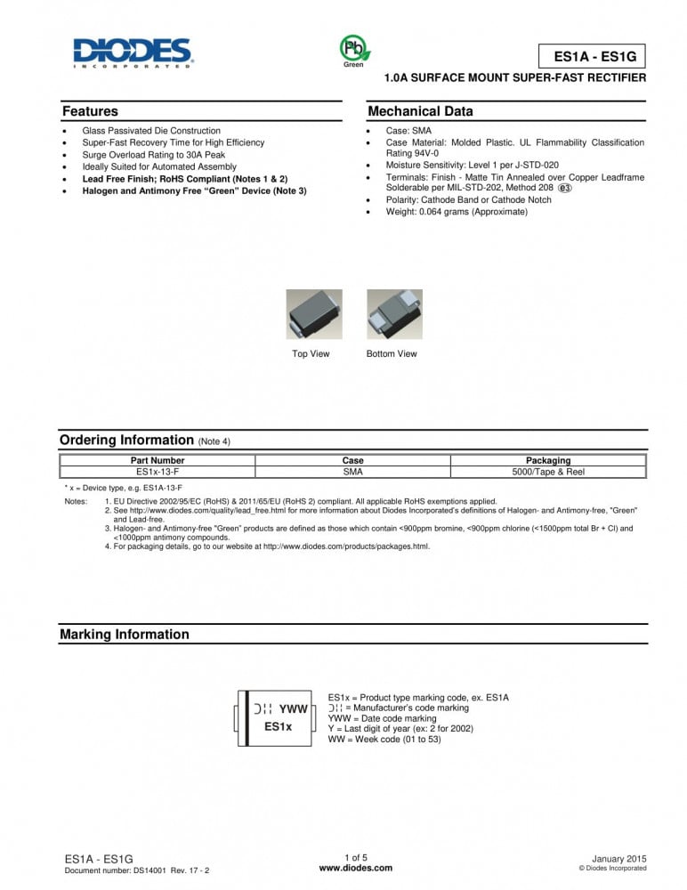 ES1D-13-F datasheet page 1