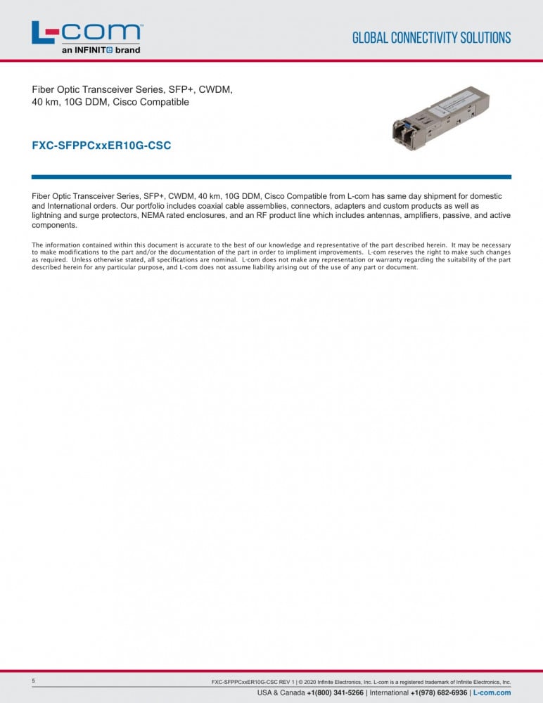 FXC-SFPPC59ER10G-CSC datasheet page 5