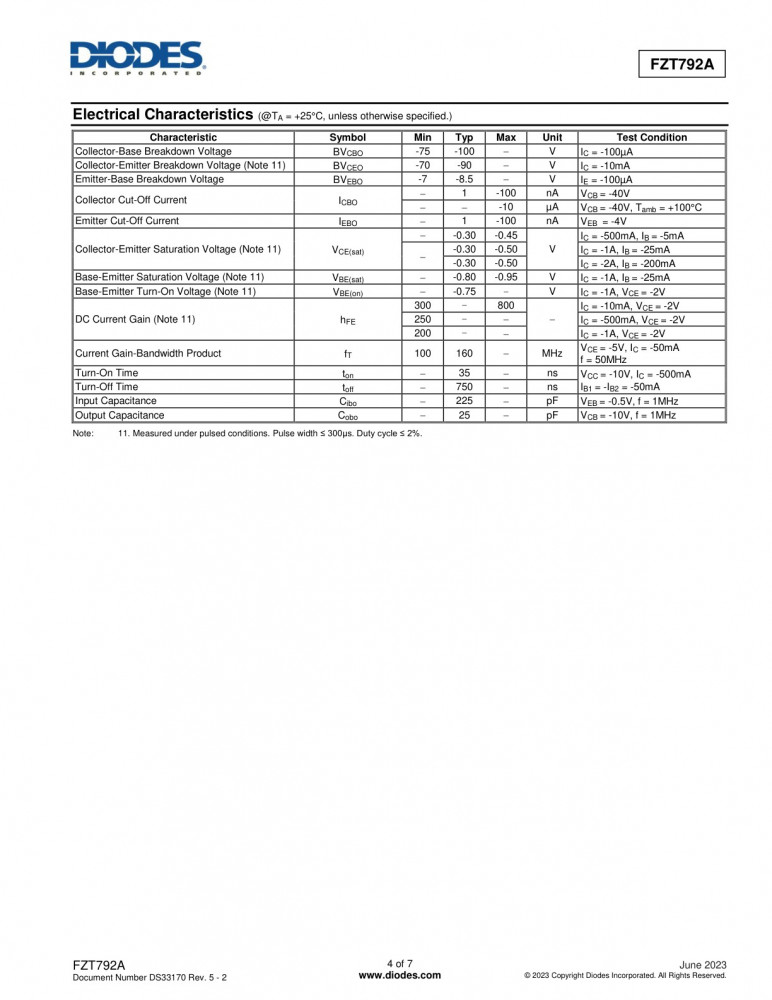 FZT792ATA datasheet preview, page 4
