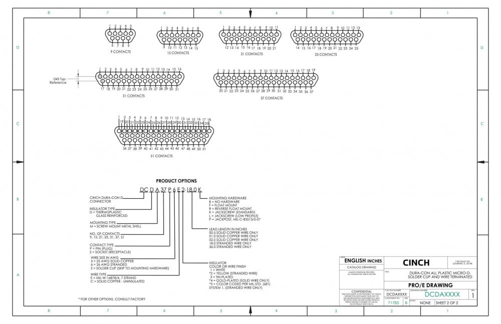 CINCH DCDA9S6E5-18.0B technical drawing page 2